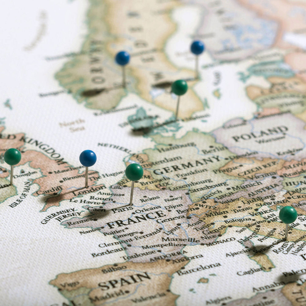 The Trailblazer World Push Pin Travel Map